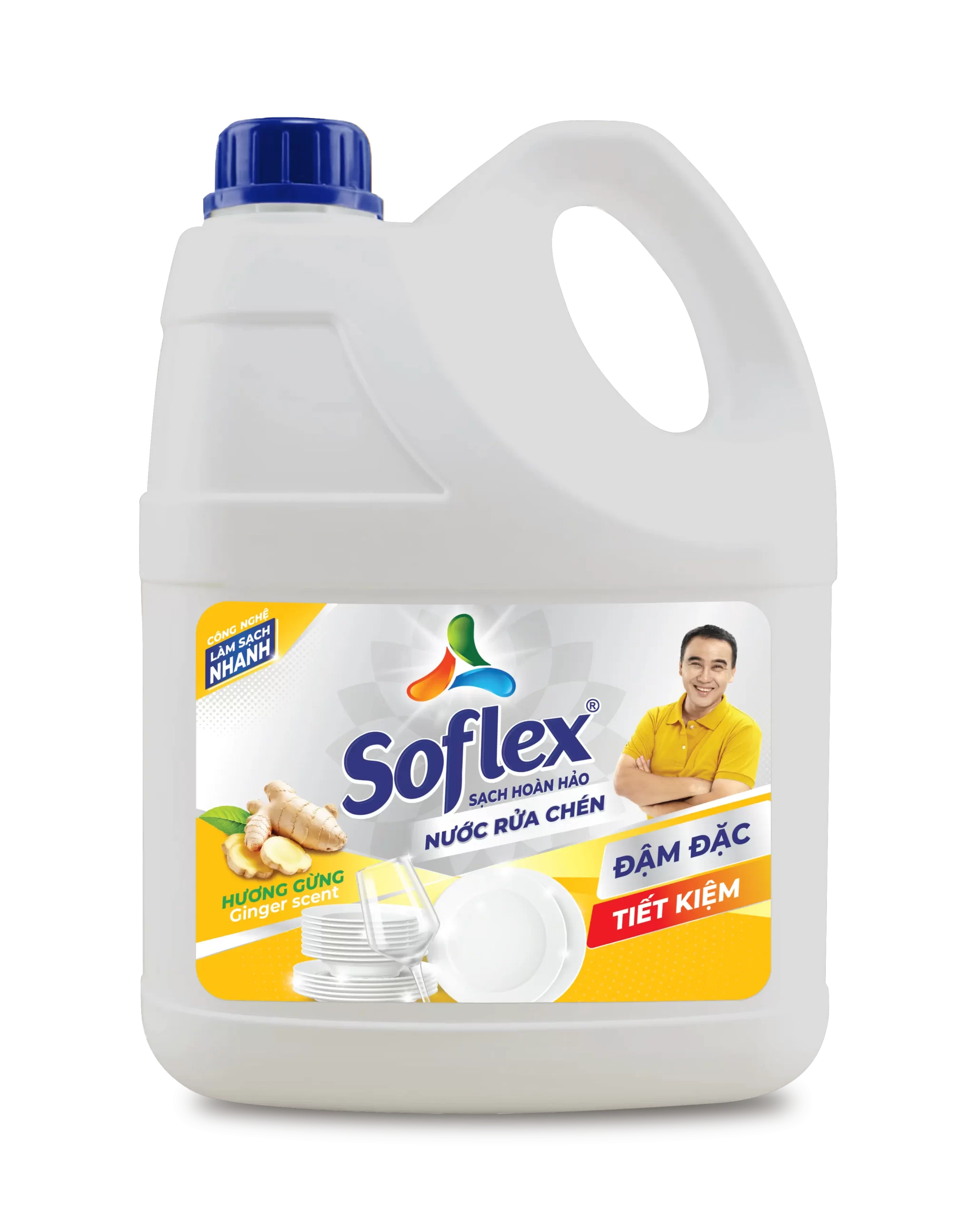Nước rửa chén Soflex can 3.6kg hương gừng – soflex.com.vn